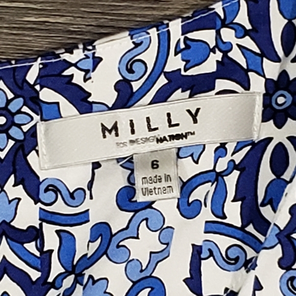 Milly | Dresses | Milly Blue Floral Midi Dress 6 Women | Poshmark